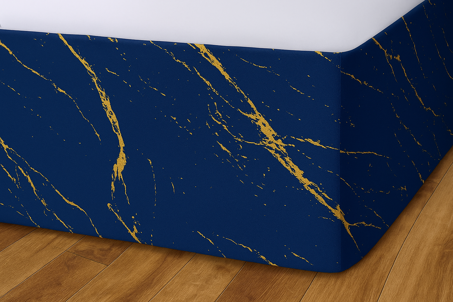 Elyse Elasticated Divan Bed Valance Navy With Gold Foil (Navy)